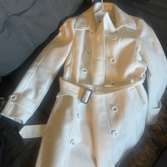 Burberry | Jackets & Coats | Burberry White Pea Coat | Poshmark